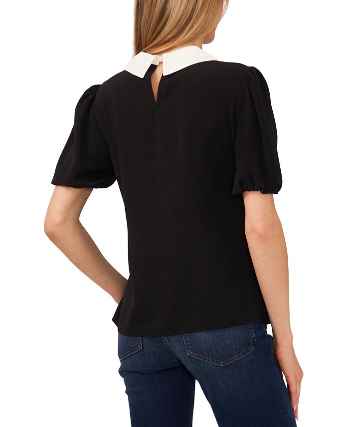 CeCe Women's Short-Sleeve Collared Pin-Tuck Blouse - Macy's