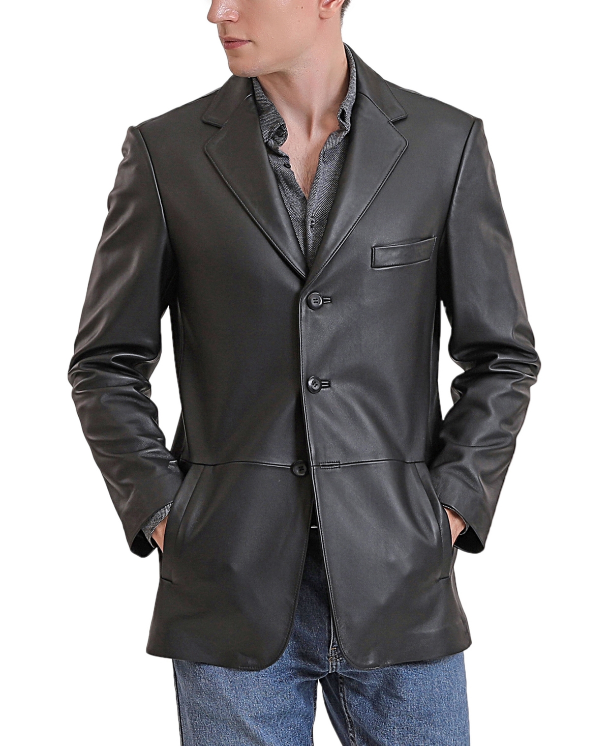 Click here for Bgsd Men Leroy Three Button Lambskin Leather Blaze... prices