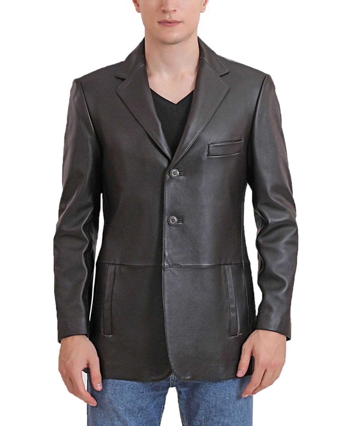 Click here for Bgsd Men Leroy Three Button Lambskin Leather Blaze... prices