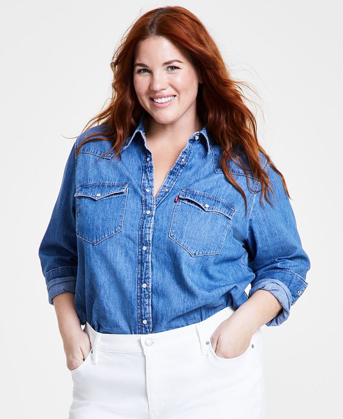 Levi's Trendy Plus Size Essential Western Cotton Shirt - Macy's