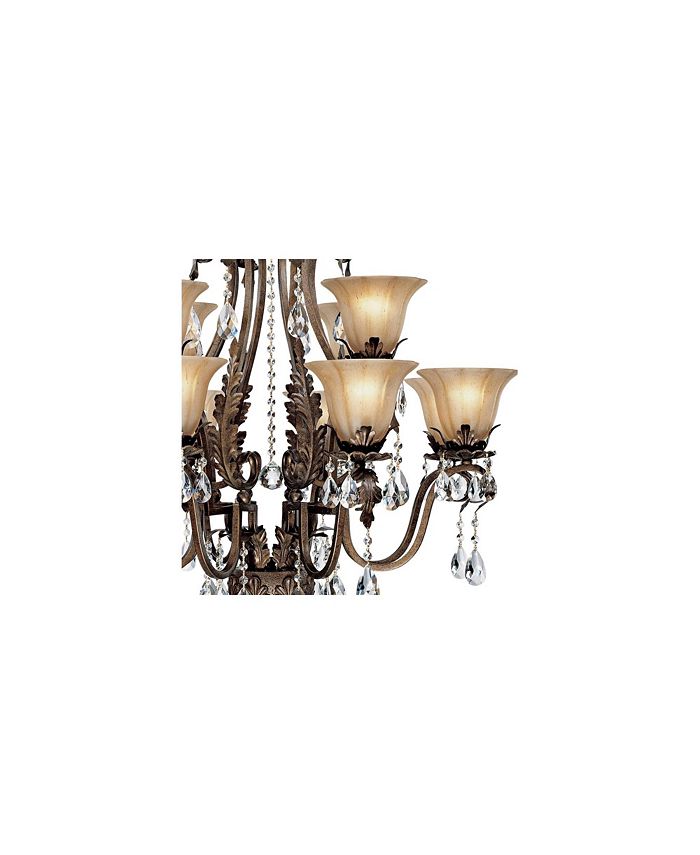 Regency Hill Iron Leaf Roman Bronze Large Chandelier 34" Wide Two Tier ...