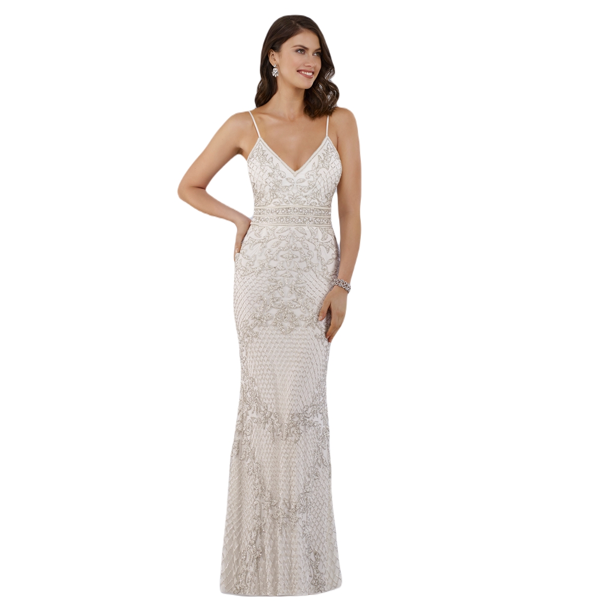 Click here for Lara Womens Spaghetti Strap Beaded Gown - White prices