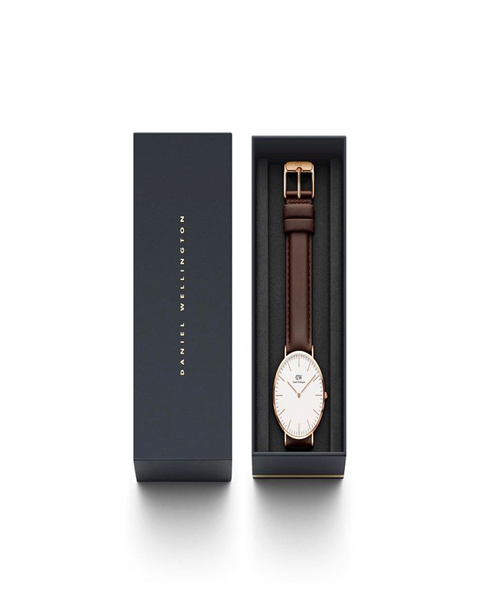 Daniel Wellington Men's Classic Brown Leather Watch 40mm - Macy's