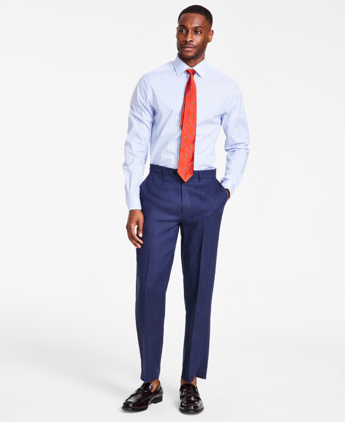 Click here for Nautica Mens Modern-Fit Linen Dress Pants - Navy prices