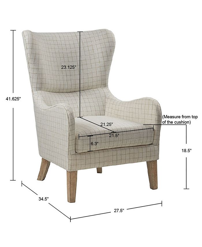 Madison Park Arianna Fabric Swoop Wing Chair - Macy's
