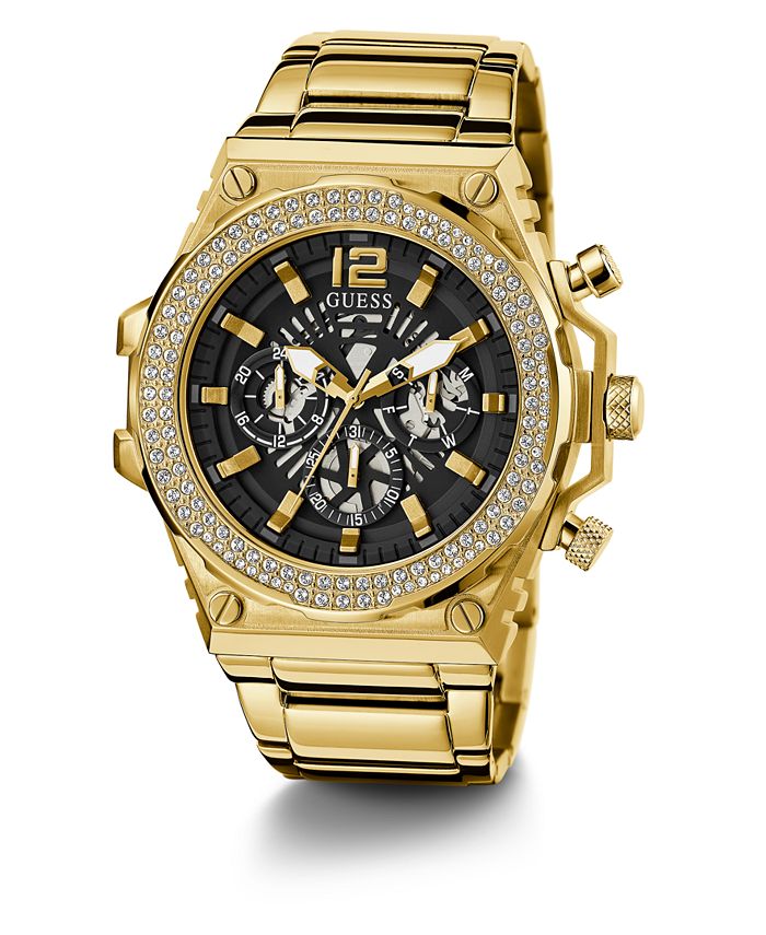 GUESS Men's Multi-Function Gold-Tone Stainless Steel Watch 48mm - Macy's