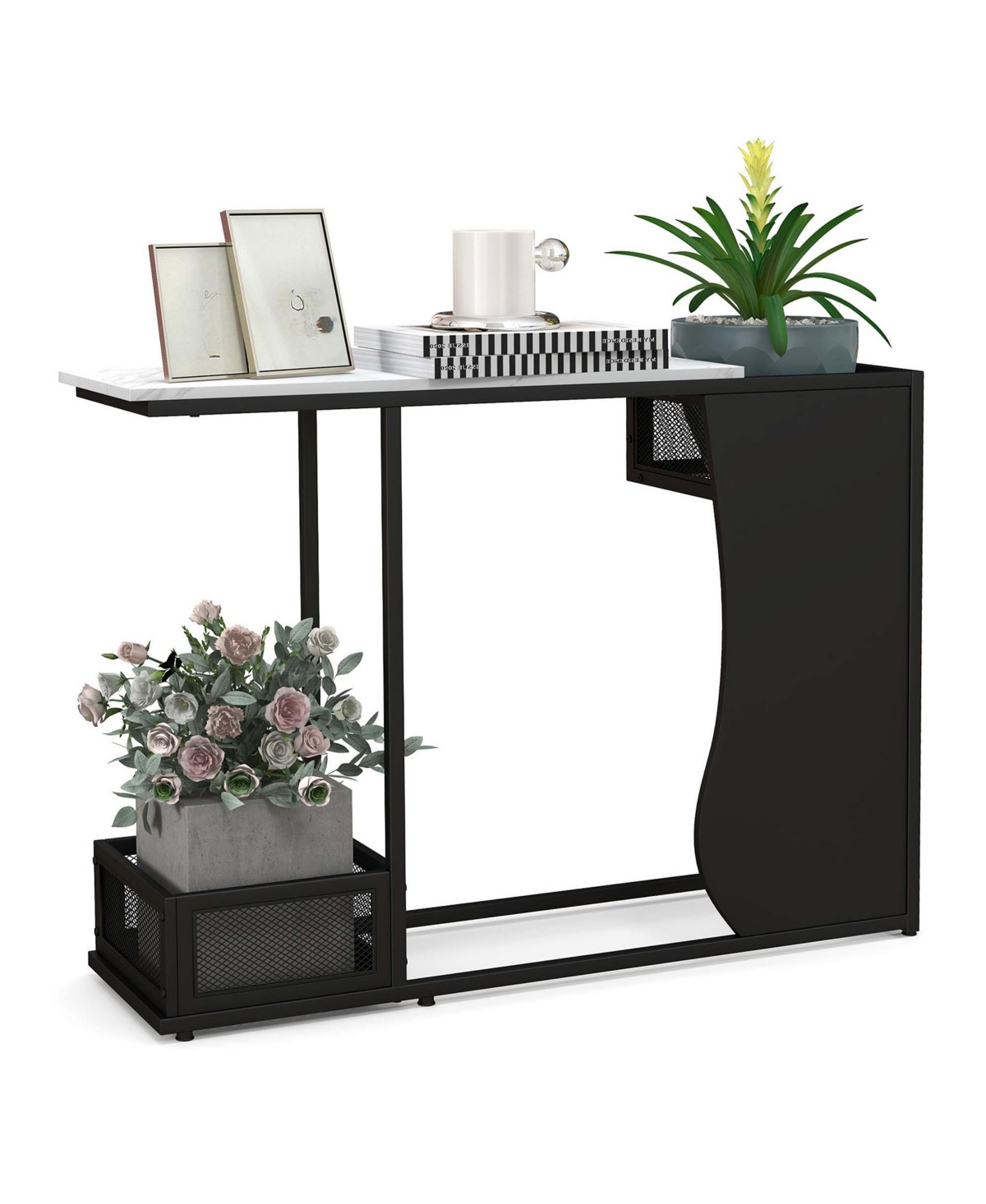 Click here for 43.5 Console Table with Faux Marble Top & 2 Storag... prices