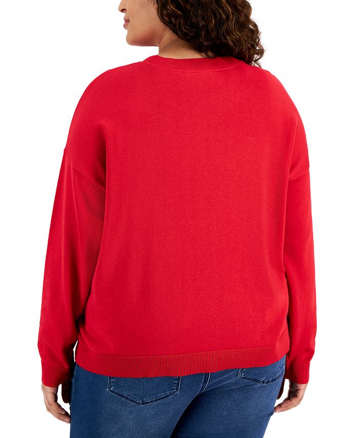 Tommy Hilfiger Plus Size Long-Sleeve Heart Sweater - Macy's