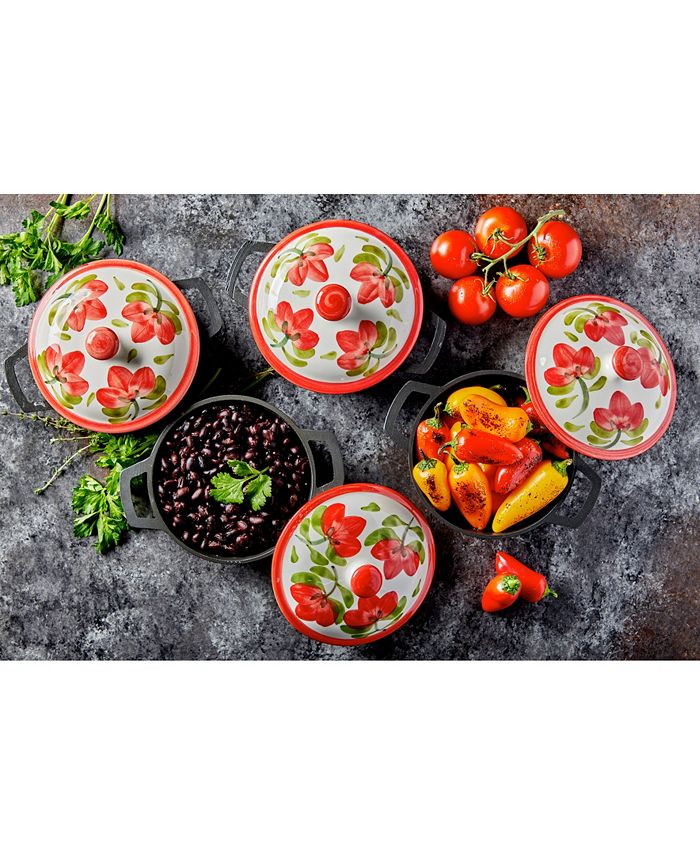 IMUSA Hand Painted Cast Aluminum 8 Piece Caldero Set with Ceramic Lid ...