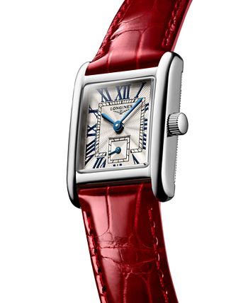 Longines Women's Swiss Mini DolceVita Red Strap Watch 22x29mm - Macy's