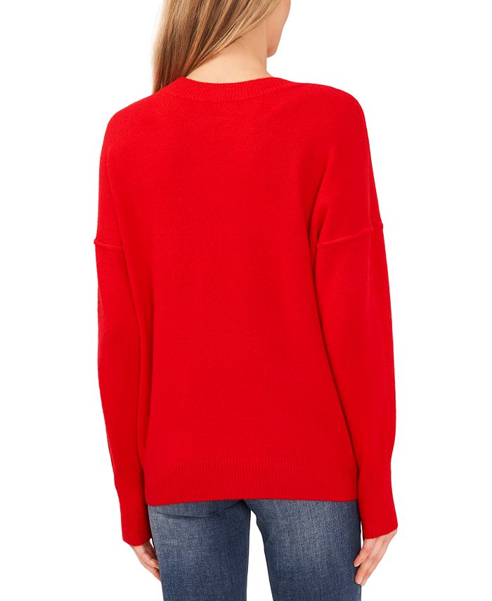 CeCe Women's Merry Script Long-Sleeve Cozy Sweater - Macy's