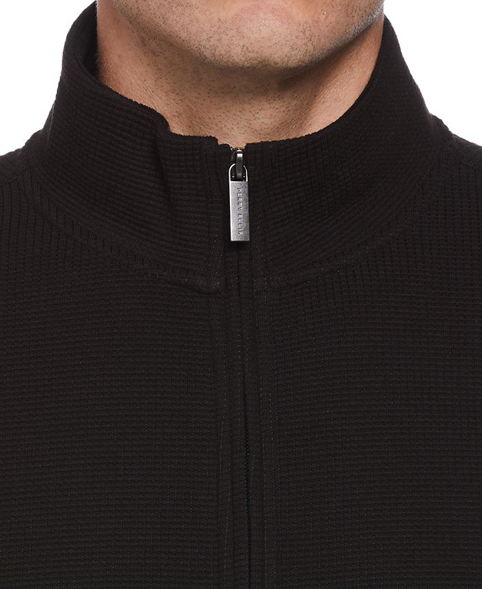 Perry Ellis Men's Waffle-Knit Full-Zip Sweater - Macy's