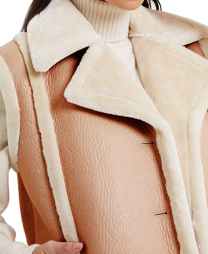 French Connection Women's Belen Notch-Collar Faux-Fur Vest - Macy's