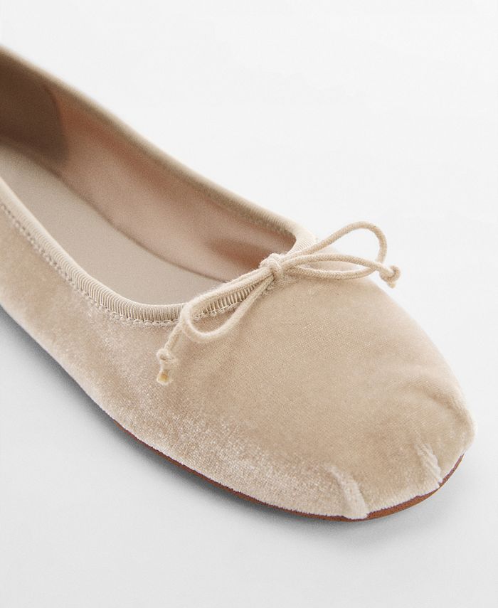 MANGO Women's Velvet Bow Ballerina Shoes - Macy's