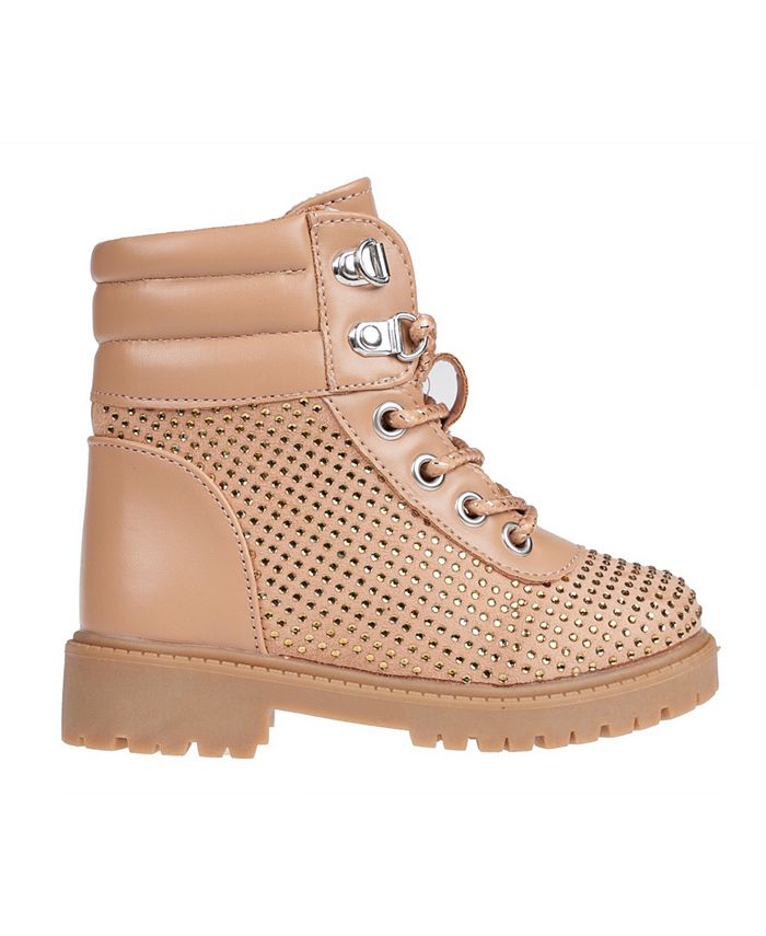 Bebe Toddler Girls Short Lace-Up Ankle Combat Boots with Quilted Collar ...