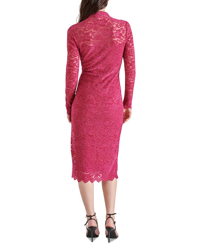 Steve Madden Women's Vivienne Flocked Lace Midi Dress - Macy's