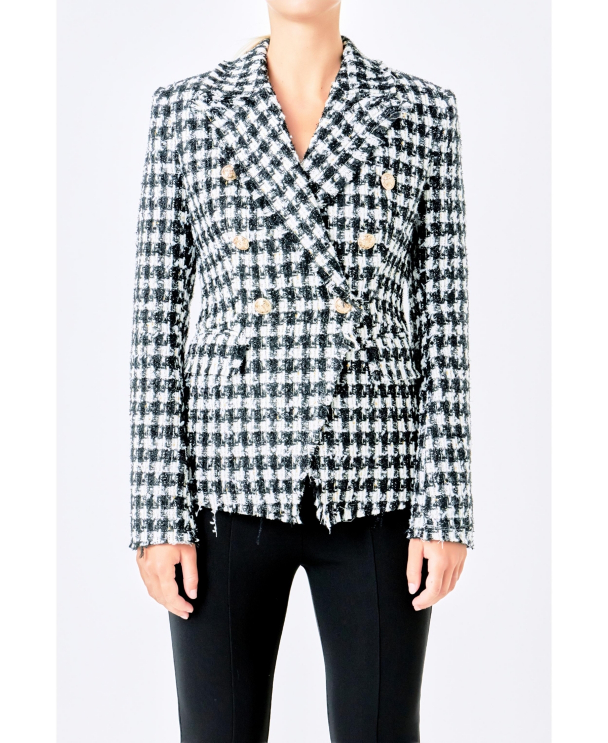 Click here for Womens Checked Tweed Blazer - Black/white prices