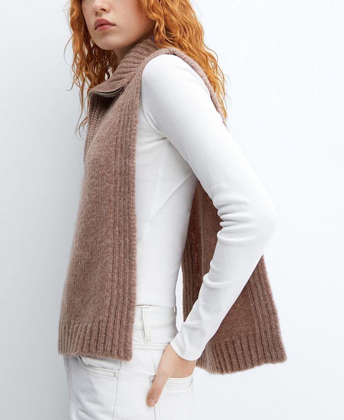 MANGO Women's Open-Sided Zip Neck Vest - Macy's