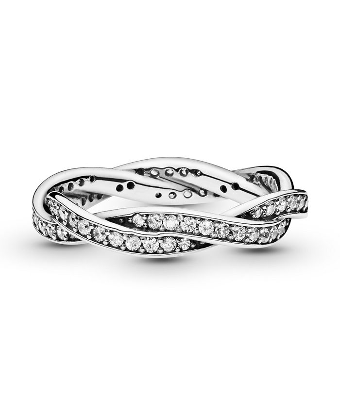 Pandora Cubic Zirconia Timeless Sparkling Twisted Lines Ring - Macy's
