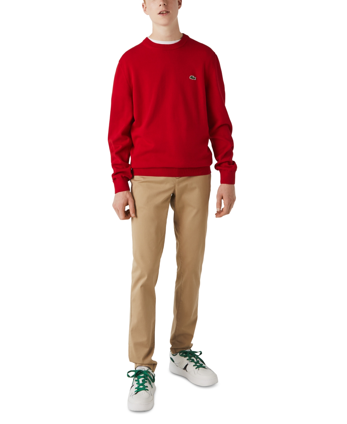 Click here for Lacoste Mens Solid Croc Sweater - Red prices