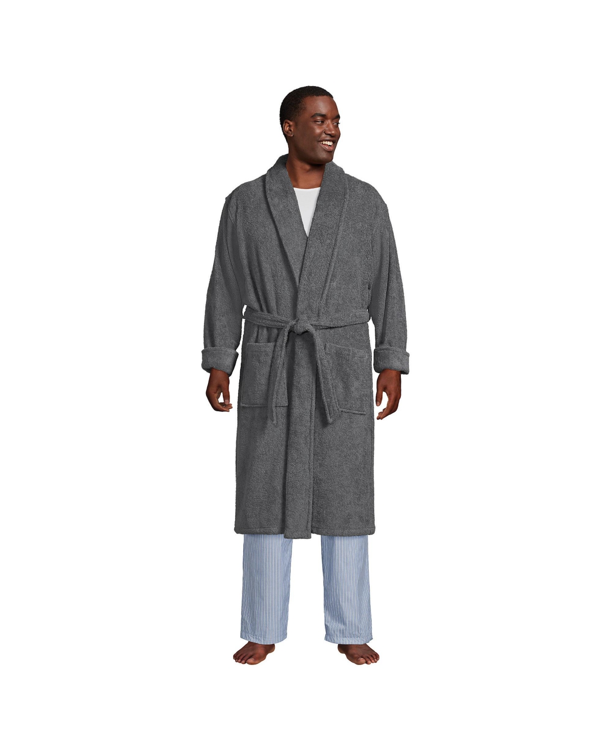 Click here for Lands End Mens Big Calf Length Turkish Terry Robe... prices
