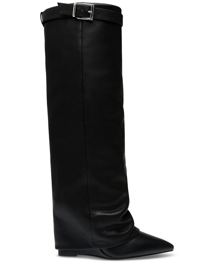 Steve Madden Women's Corenne Cuffed Wedge Tall Dress Boots - Macy's