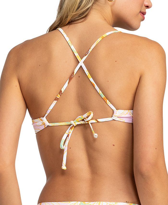 Roxy Juniors' Printed Beach Classics Triangle Bikini Top - Macy's