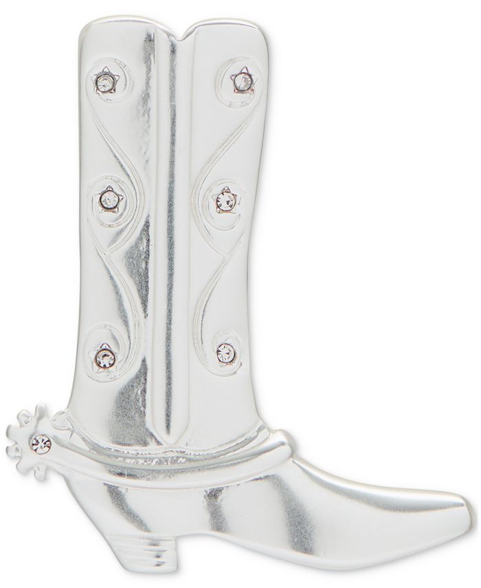 Lucky Brand Silver-Tone Pavé-Accented Cowboy Boot Pin - Macy's