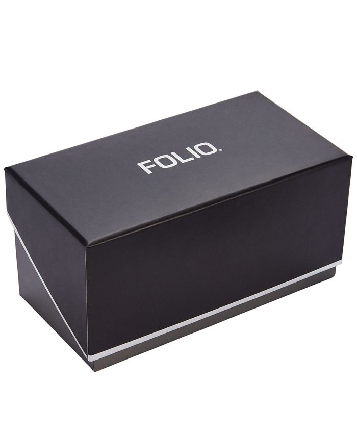 Folio Men's Quartz Three Hand Black Polyurethane Watch 47mm, Gift Set ...