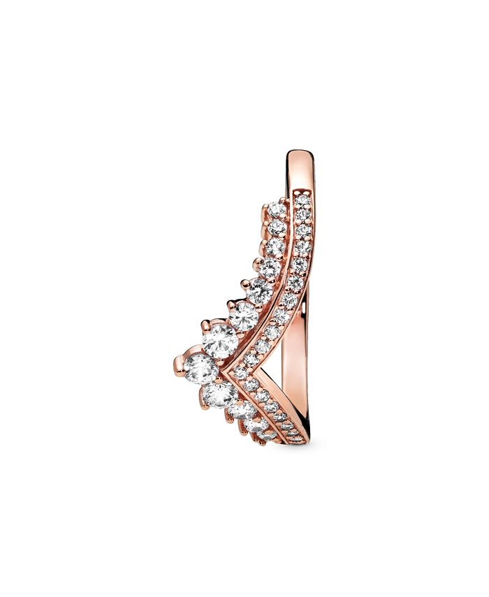 Pandora Cubic Zirconia Timeless Princess Wishbone Ring - Macy's