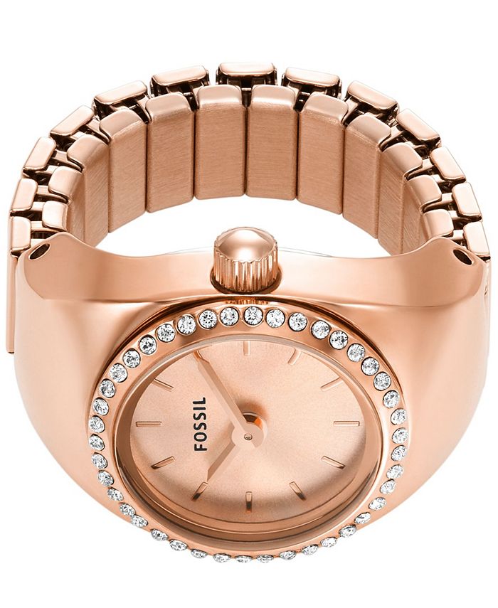 Fossil Women's Watch Ring Two-Hand Rose Gold-Tone Stainless Steel 15mm ...