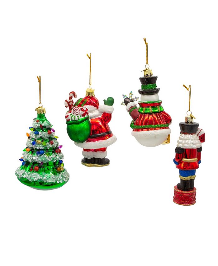 Kurt Adler 3-5.75" Noble Gems Glass Christmas Ornaments, 4 Piece Box ...