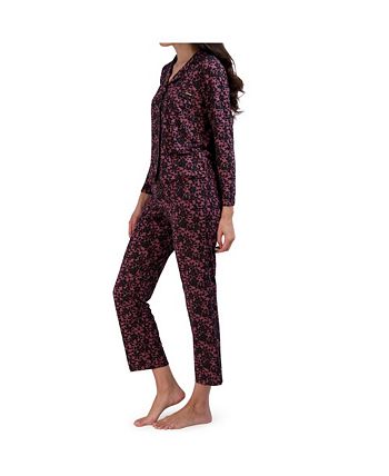 BCBG MAXAZRIA Women's Long Sleeve Notch Collar Top and Pants Pajamas 2 ...