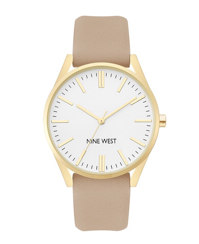 Nine West Women's Quartz Tan Faux Leather Band Watch, 36mm - Macy's
