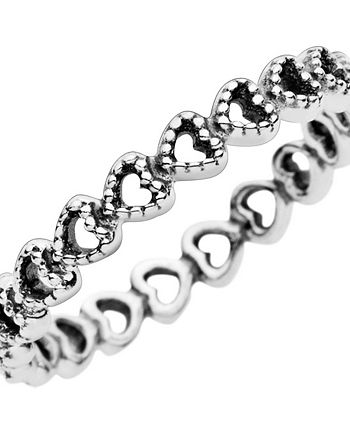 Pandora Sterling Silver Moments Band of Hearts Ring - Macy's