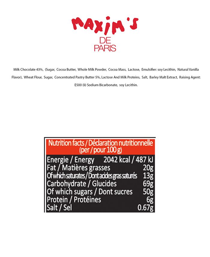 Maxim's De Paris Tin Box Milk Chocolate Crepe Lace Cookies, 16 Piece ...