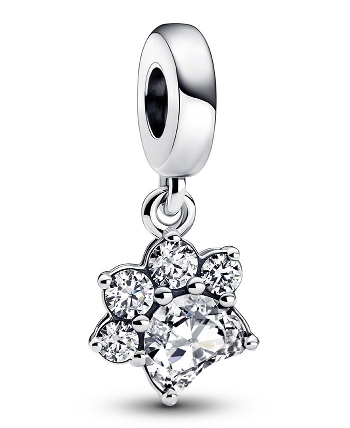 Pandora Cubic Zirconia Sparkling Pet Paw Print Dangle Charm - Macy's