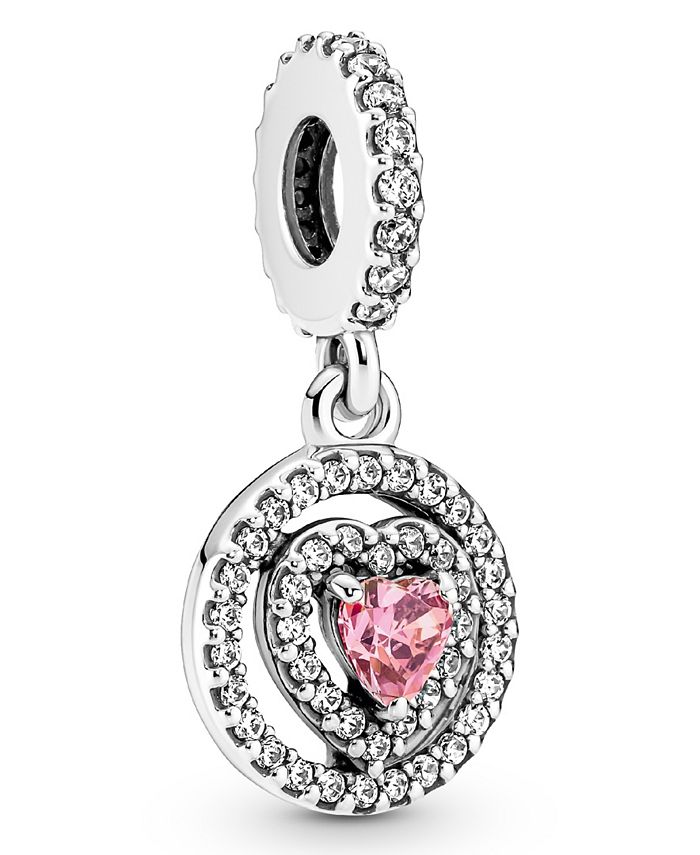 Pandora Cubic Zirconia Sparkling Double Halo Heart Dangle Charm - Macy's
