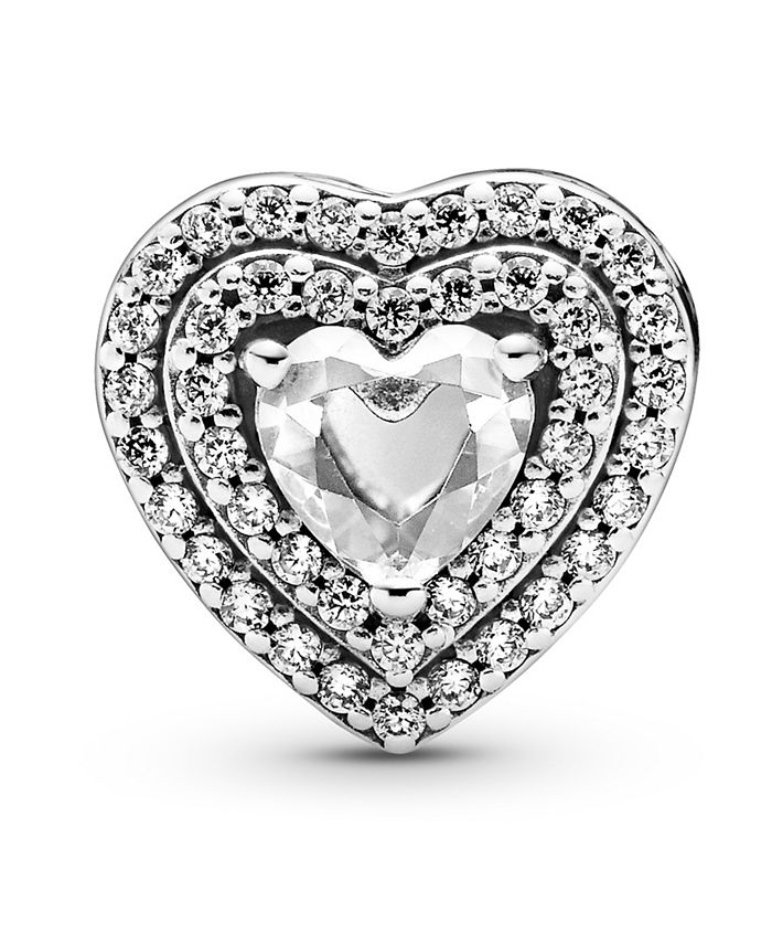 Pandora Cubic Zirconia Sparkling Leveled Hearts Charm - Macy's