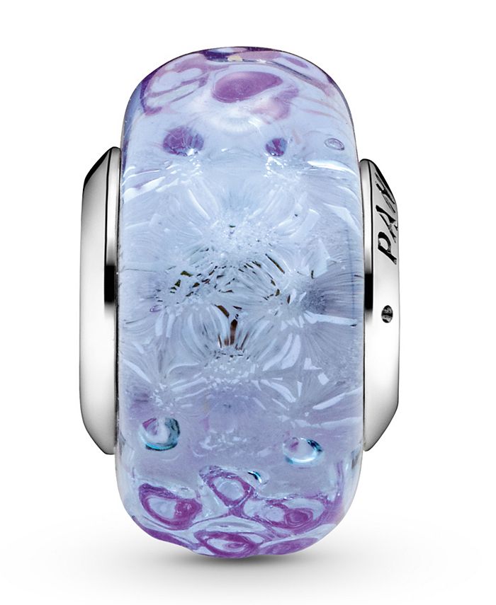 Pandora Sterling Silver Wavy Lavender Murano Glass Charm - Macy's