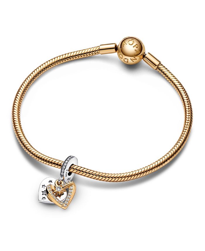 Pandora Cubic Zirconia Shooting Star Hearts Double Dangle Charm - Macy's
