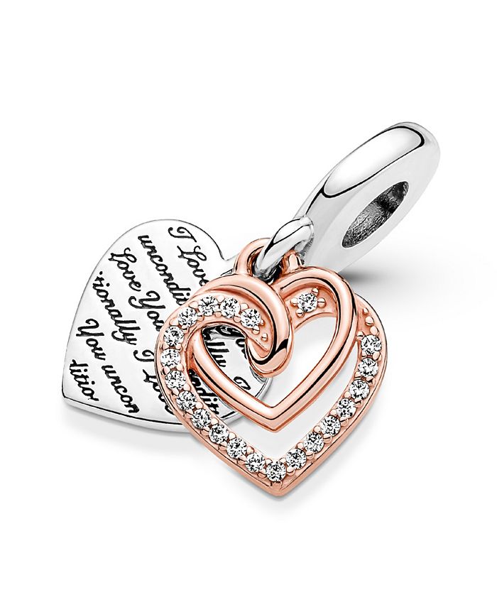 Pandora Cubic Zirconia Entwined Hearts Double Dangle Charm - Macy's