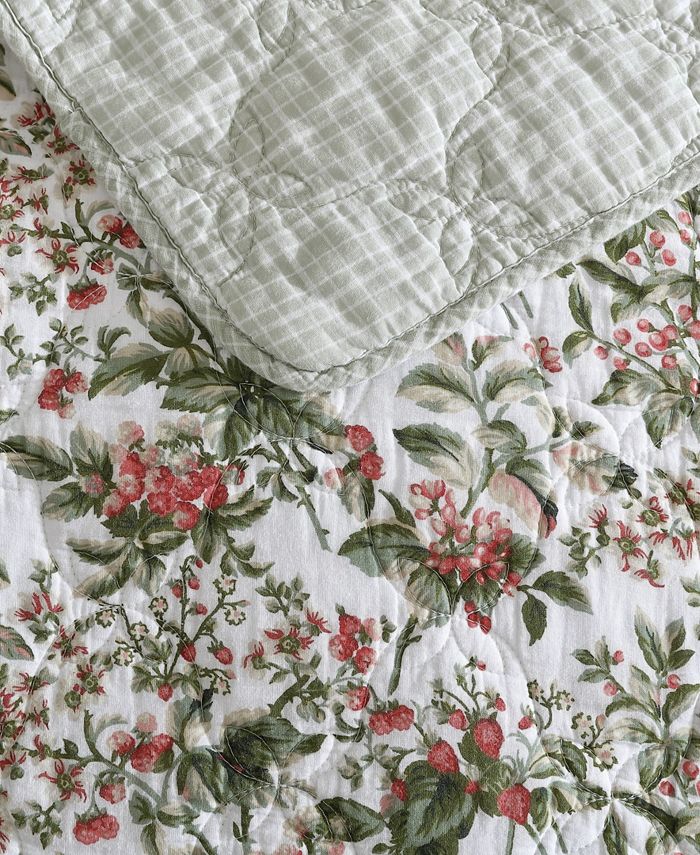Laura Ashley Bramble Floral Cotton Reversible 3-Piece Quilt Set, Full ...