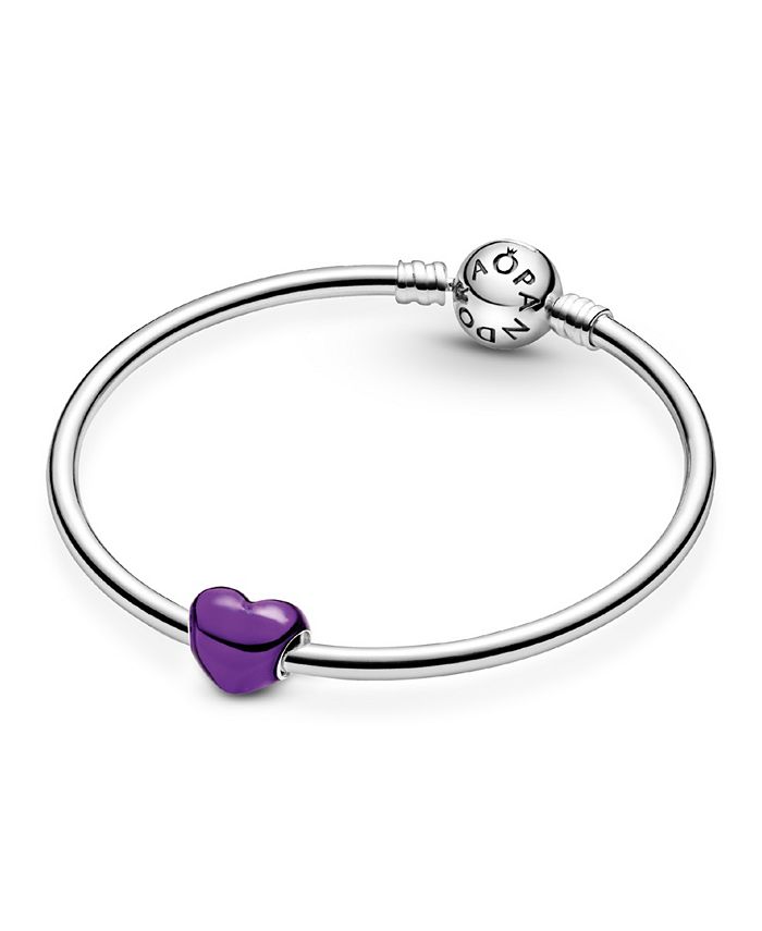 Pandora Sterling Silver Metallic Purple Heart Charm - Macy's