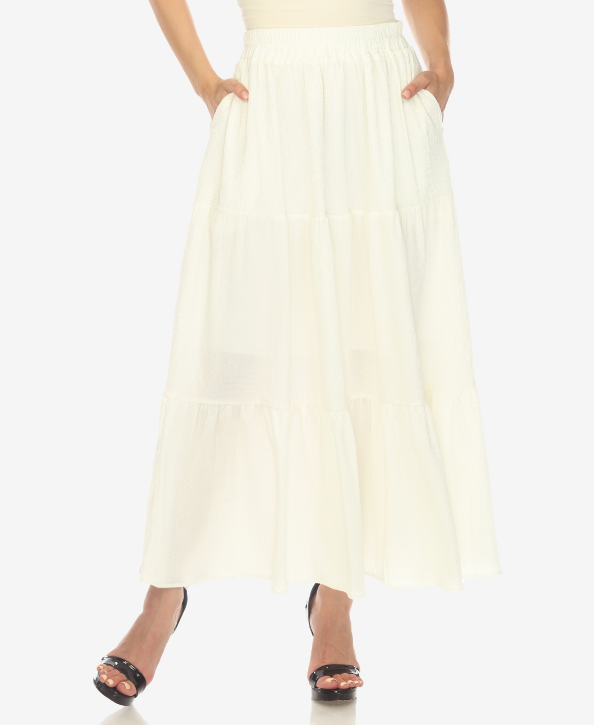 Click here for White Mark Womens Pleated Tiered Maxi Skirt - Cham... prices