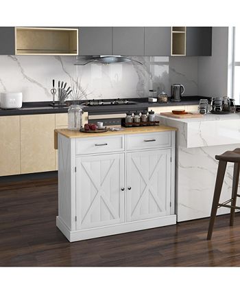 HOMCOM Kitchen Island with Drop Leaf Kitchen Cart, White - Macy's