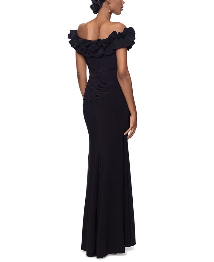 XSCAPE Petite Ruffled Off-The Shoulder Gown - Macy's