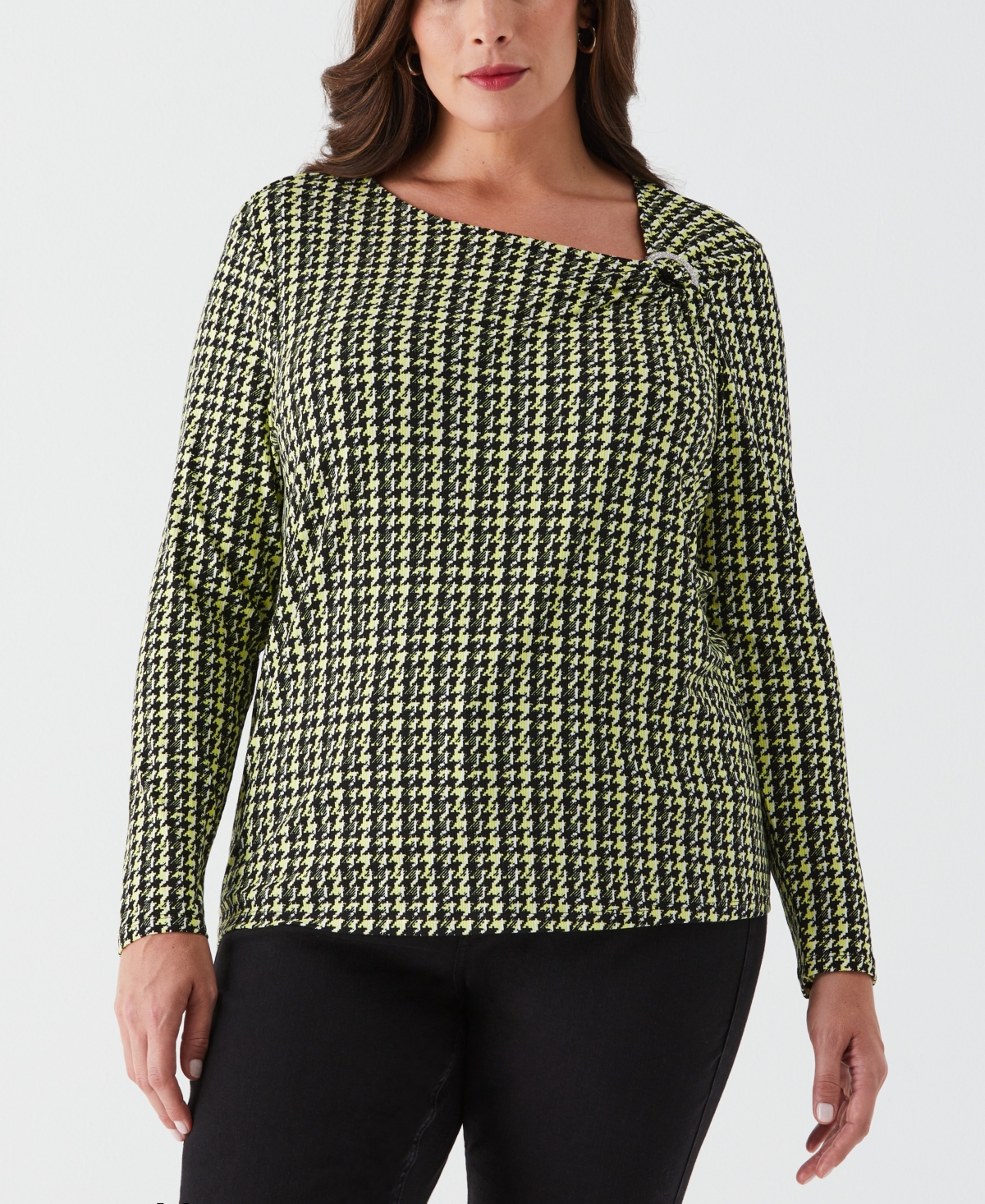 Click here for Ella Rafaella Plus Size Houndstooth Print Asymmetr... prices