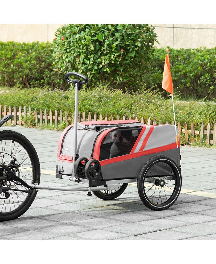 Aosom Dog Bike Trailer 2-in-1 Travel Dog Stroller, Bike Cargo Trailer, Small Pet Bicycle Cart ...