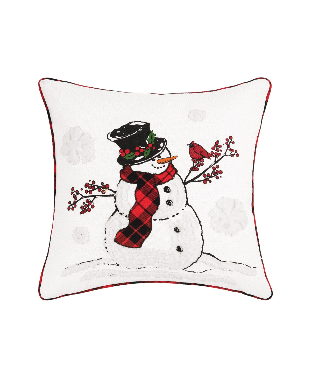 Click here for Snowman Cardinal Embroidered Throw Pillow - White prices